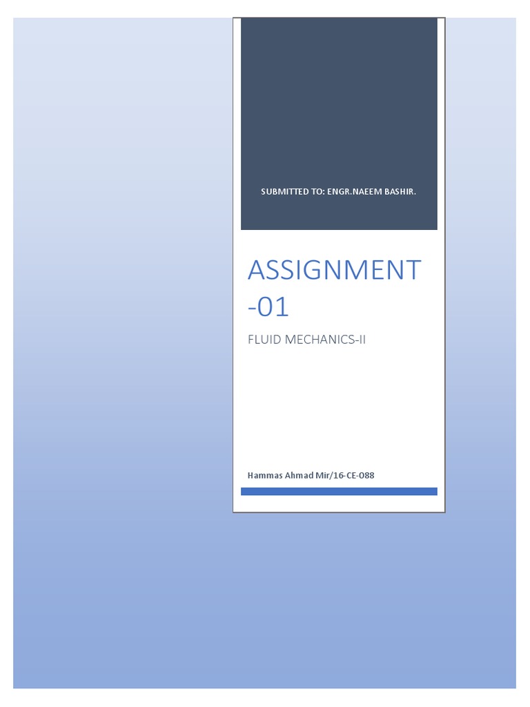 Assignment - 01: Fluid Mechanics-Ii | PDF | Reynolds Number | Fluid Dynamics