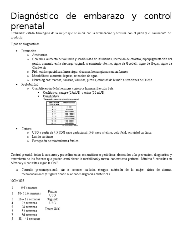 Diagnóstico de Embarazo y Control Prenatal | PDF | Maternidad | El embarazo