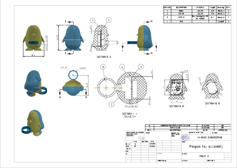 Pinguin Toy Assembly: Drawing 09602-1 09602-2 09602-3 Vendor | PDF