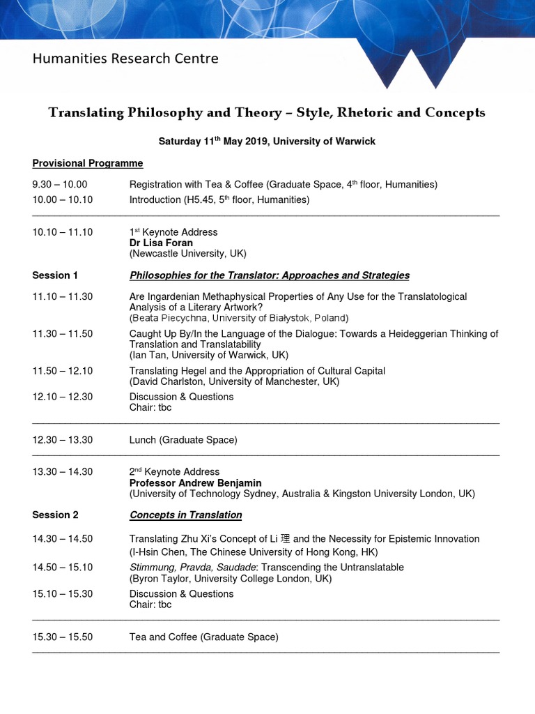 Provisional Programme Conference TPT | PDF | Philosophical Movements ...