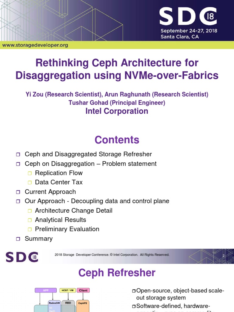 Gohad T Zou Y Raghunath A Rethinking Ceph Architecture For Disaggregation Using NVMe-over ...
