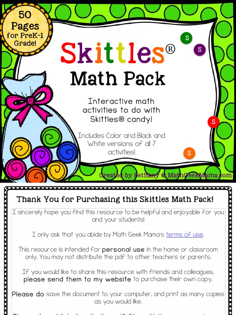 Skittles Math Hands On Lessons and Games PDF | PDF | Yellow | Green