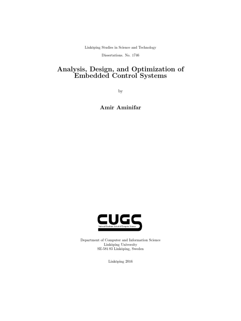 Analysis Design And Optimization Of Embedded Control Systems Pdf Real Time Computing 8796