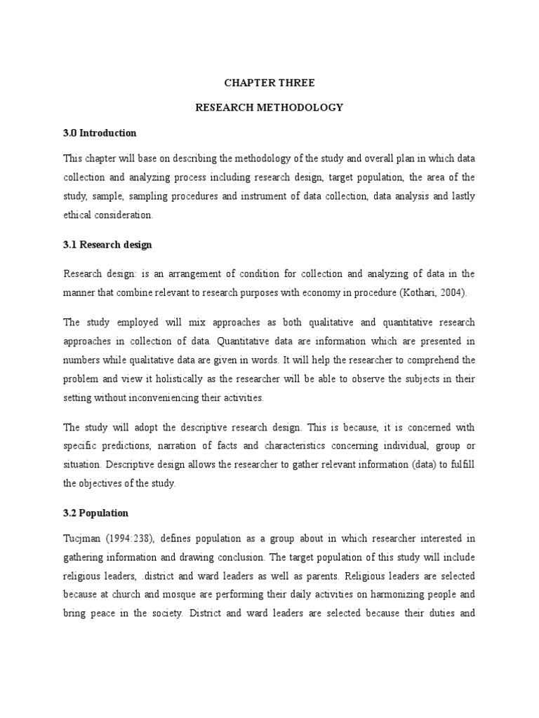 Chapter Three Research Methodology | PDF | Sampling (Statistics) | Qualitative Research