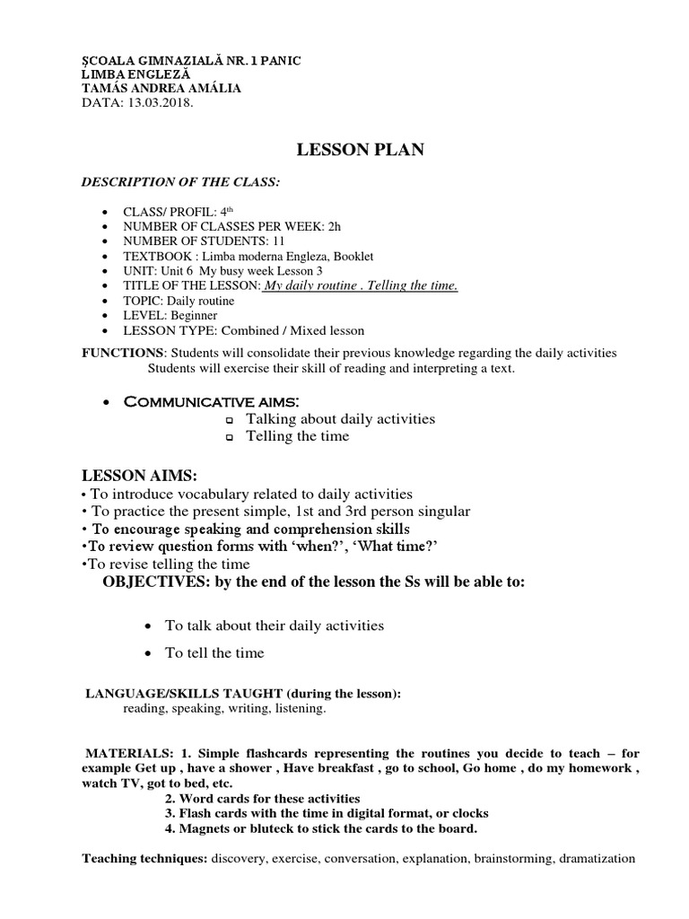 Daily Routine | PDF | Reading Comprehension | Reading (Process)