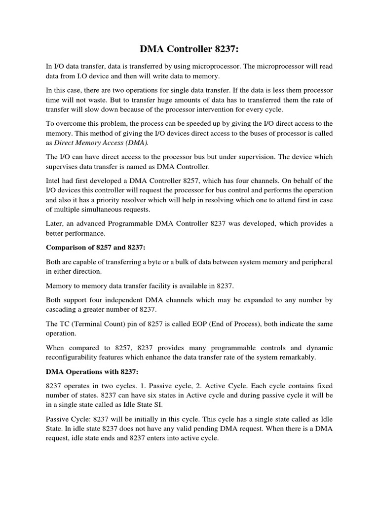 DMA Controller 8237:: Comparison of 8257 and 8237 | PDF | Computer ...