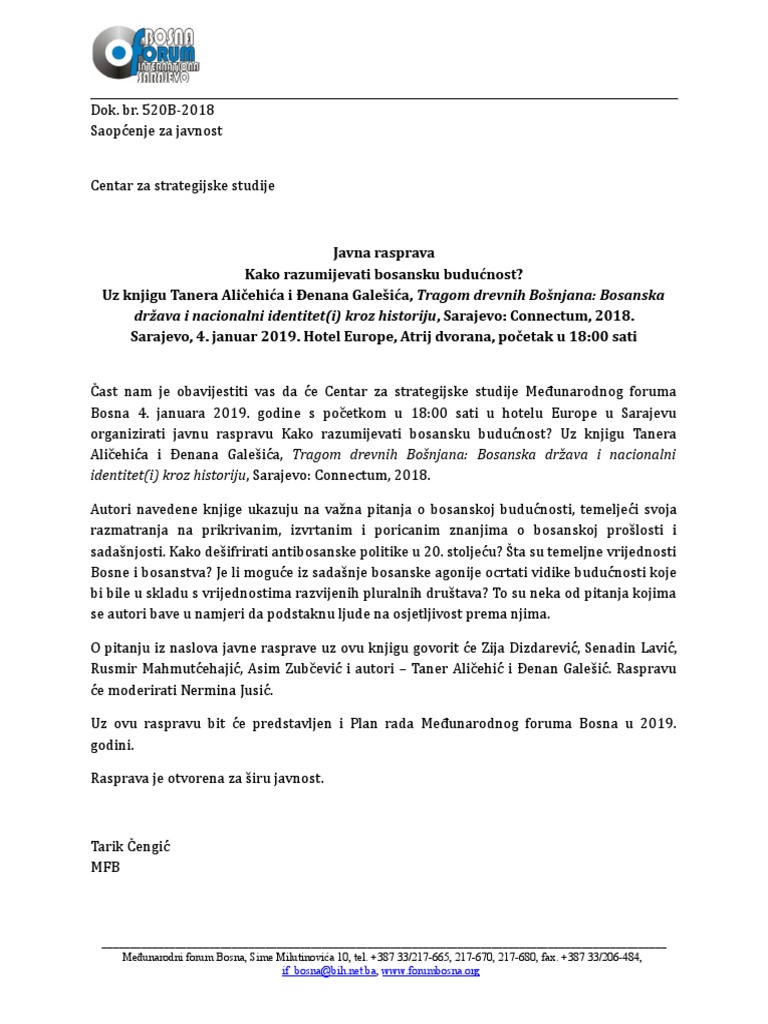 Saopćenje Za Javnost - Nova Knjiga - Tragom Drevnih Bošnjana - Taner A ...