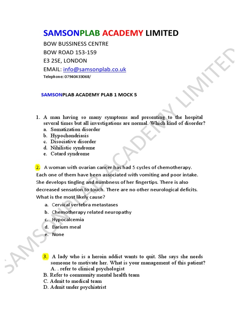 Mock 5 | PDF | Medicine | Clinical Medicine