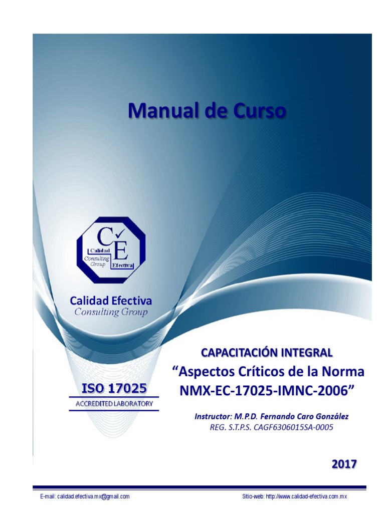 Manual de Curso: “Aspectos Críticos de la Norma NMX-EC-17025-IMNC-2006” | Medición | Calibración
