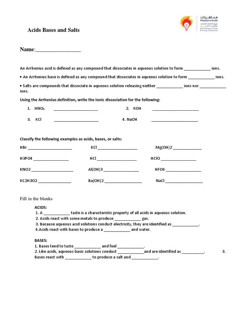 Worksheet Acids Bases And Salts CPalms Acids, Bases, And Salts