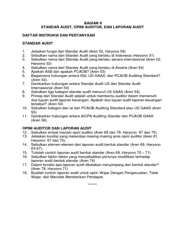 2 Bagian Ii - Standar Audit, Opini Auditor, Dan Laporan Audit | PDF