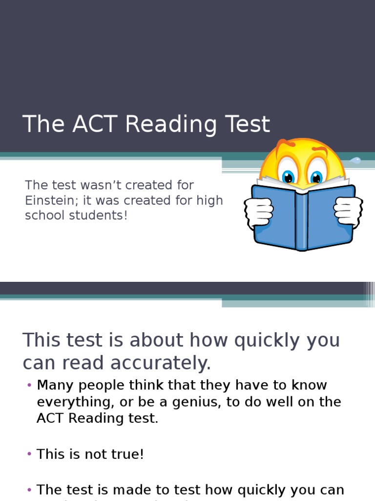 The ACT Reading Test: The Test Wasn't Created For Einstein It Was ...
