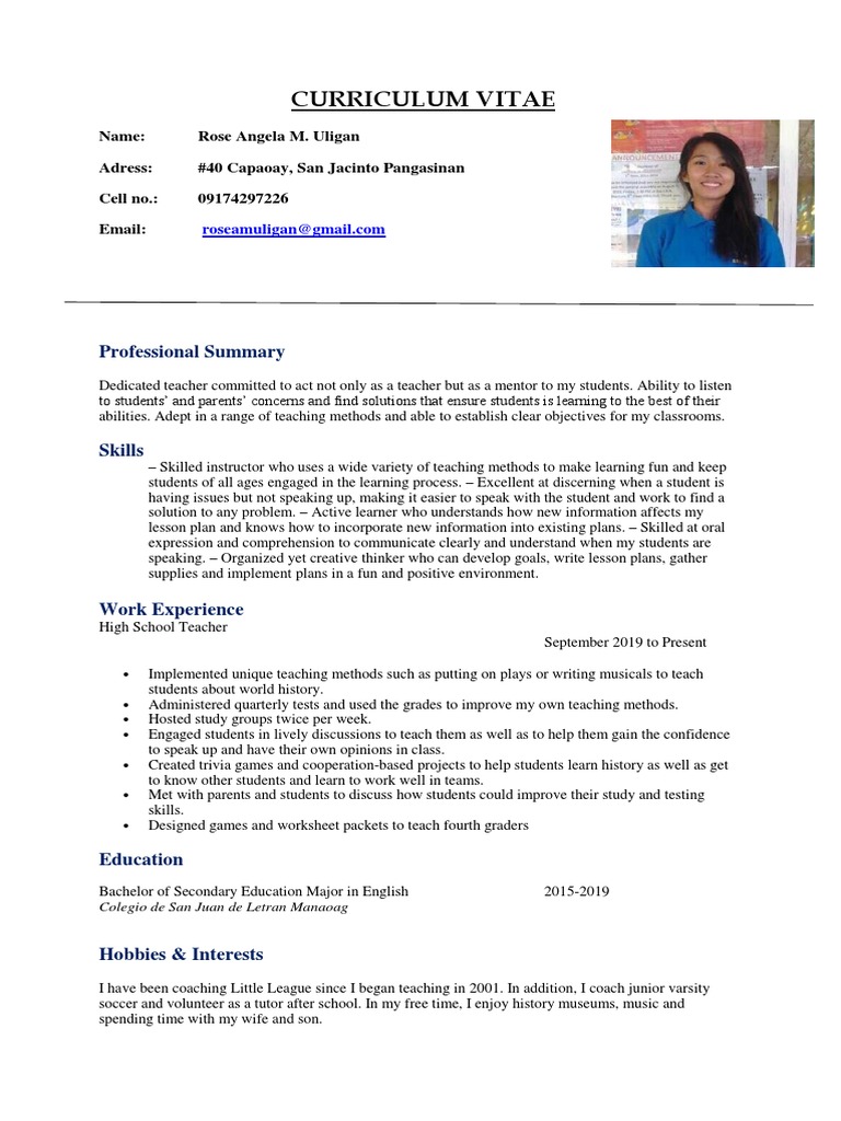 Curriculum Vitae | PDF | Teaching Method | Lesson Plan