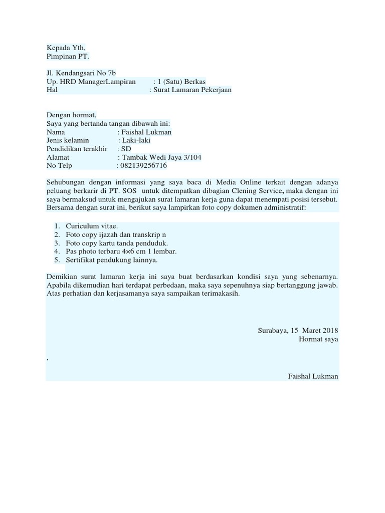 Surat Lamaran Lukman | PDF | Karier & Perkembangan | Pengembangan Diri