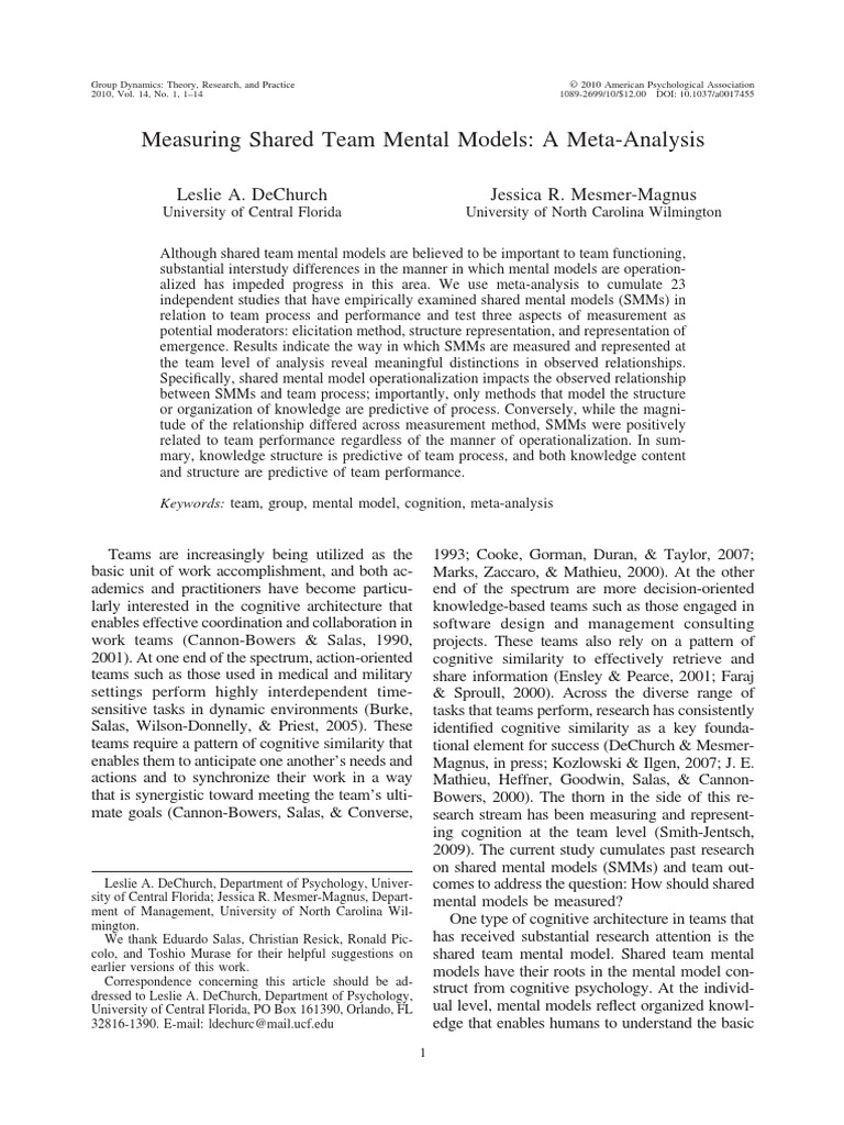 Shared Team Mental Model | PDF | Meta Analysis | Confidence Interval