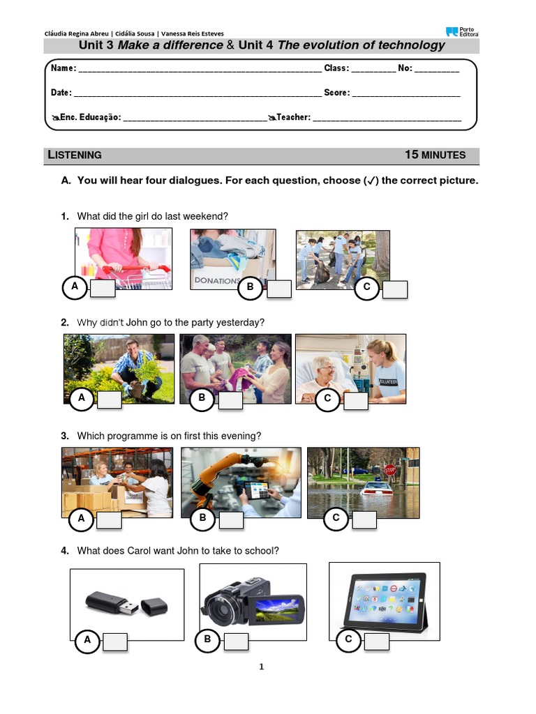 Unit 3 Make A Difference & Unit 4 The Evolution of Technology | PDF ...