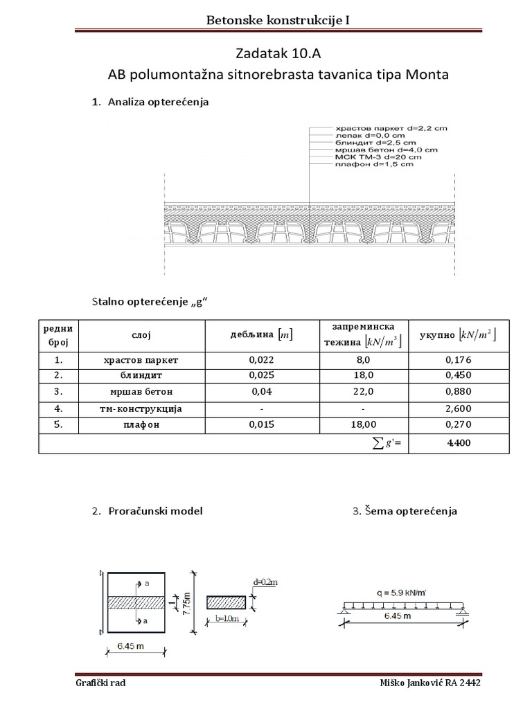 Zadatak 10.A AB Polumontažna Sitnorebrasta Tavanica Tipa Monta | PDF