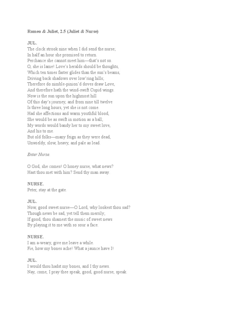 Romeo and Juliet Scene W/ Nurse | PDF