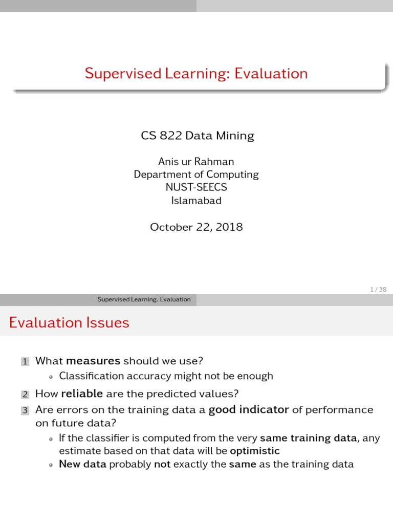 Lesson 3.2 - Supervised Learning Evaluation PDF | PDF | Cross ...