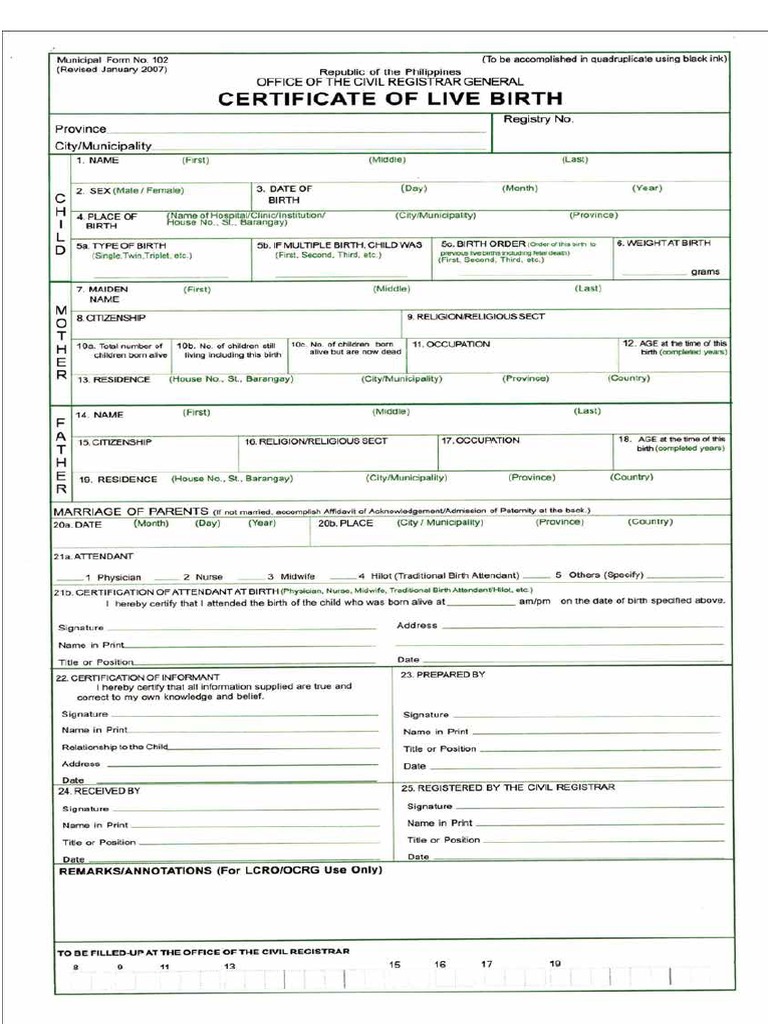 Certificate of Live Birth 2007 | PDF