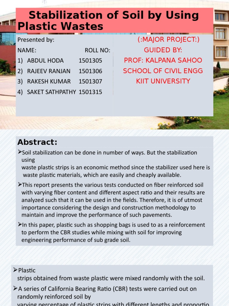 Soil Stabilization Using Plastic Waste | PDF | Recycling | Waste