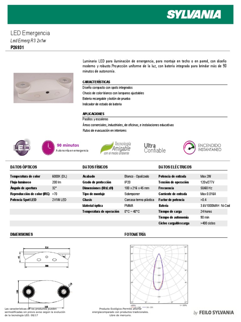 P26931 - LED EMERG R3 2X1W (Ficha) PDF | PDF | Diodo emisor de luz ...