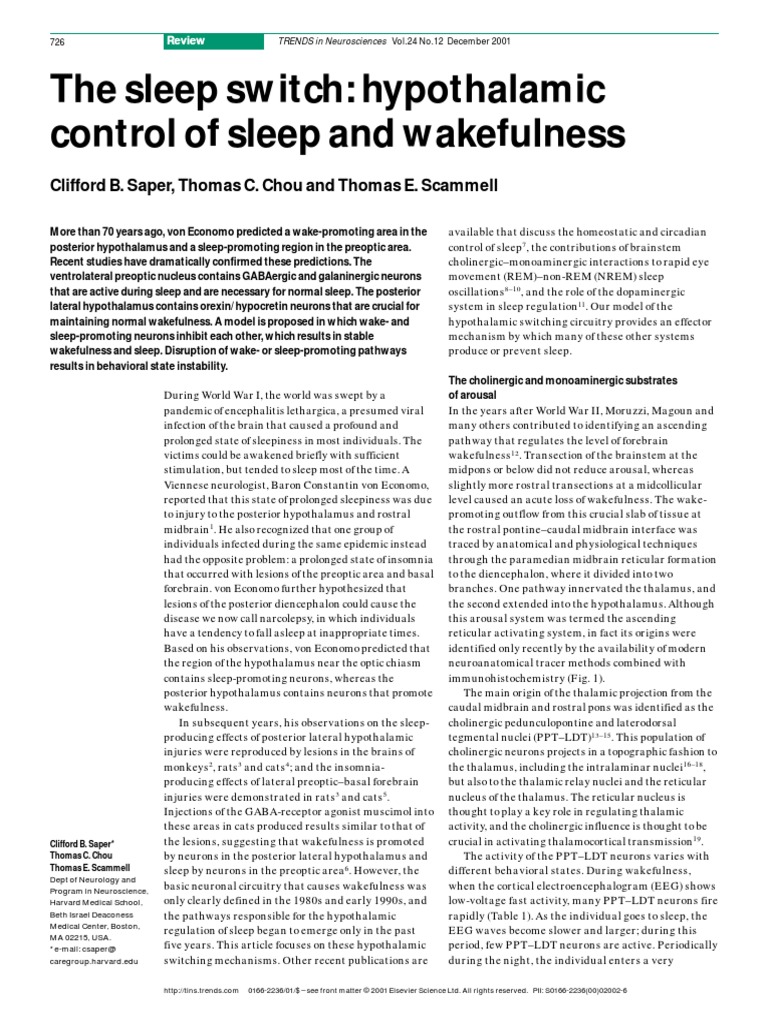 The Sleep Switch | PDF | Thalamus | Rapid Eye Movement Sleep