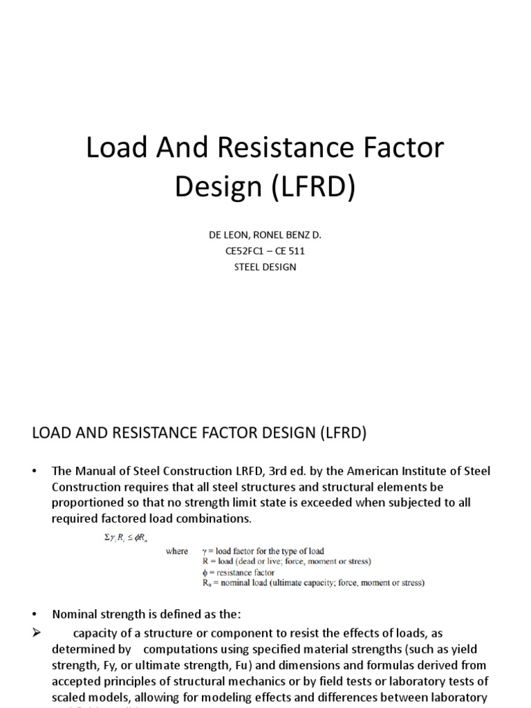 Load and Resistance Factor Design LFRD | PDF | Structural Load ...