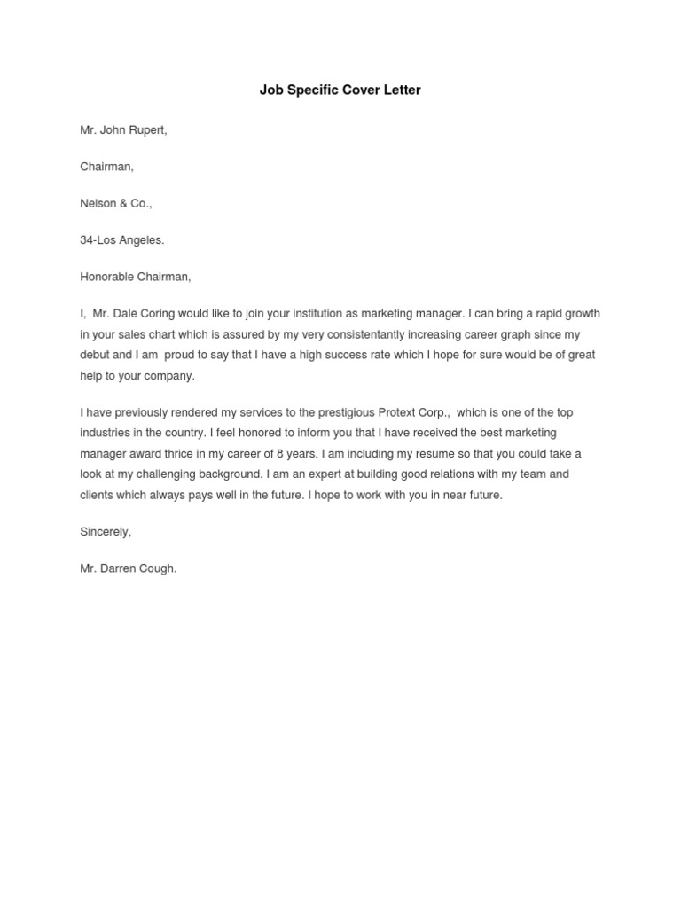 Job Specific Cover Letter | PDF