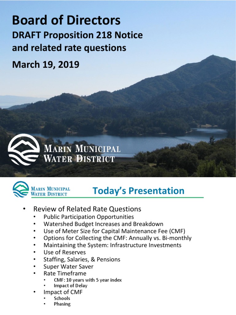 MMWD Water Rate and Fee Hike Proposal Presentation | PDF