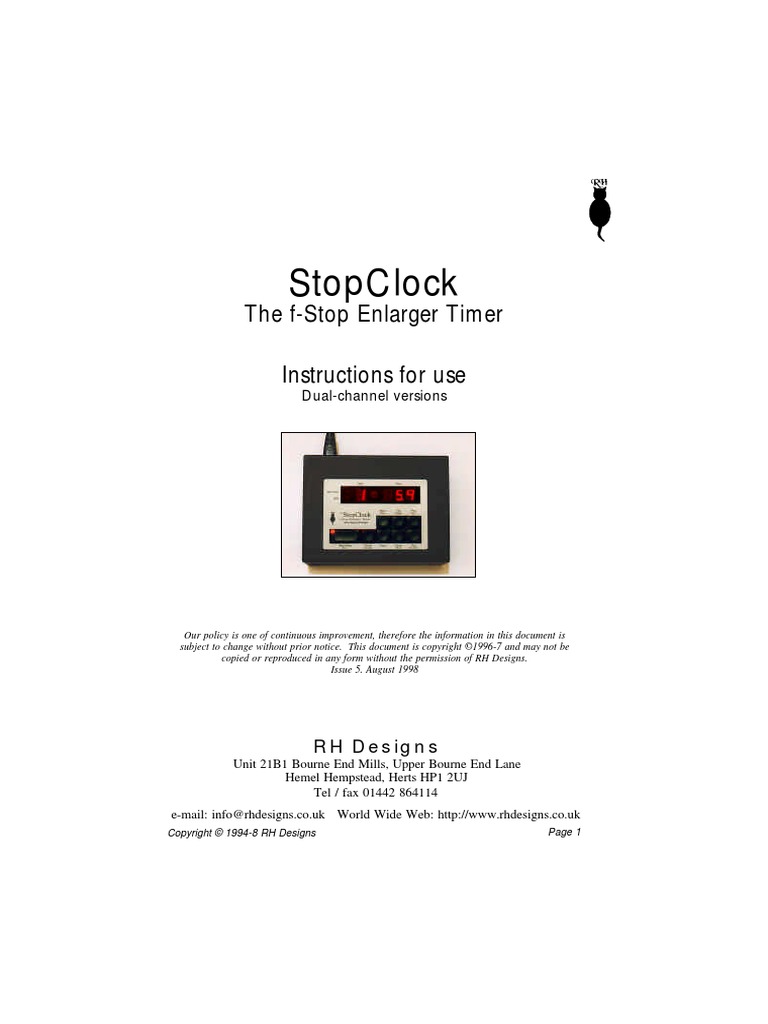 Stopclock: The F-Stop Enlarger Timer Instructions For Use | PDF ...
