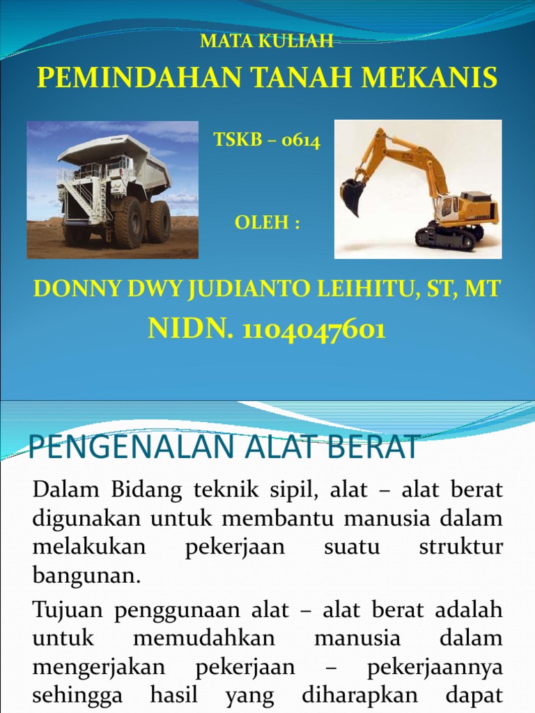 Slide Pemindahan Tanah Mekanis Pertemuan I1 | PDF