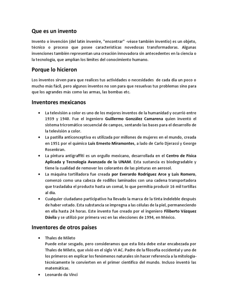 Que Es Un Invento | PDF | Invención | Thomas Edison