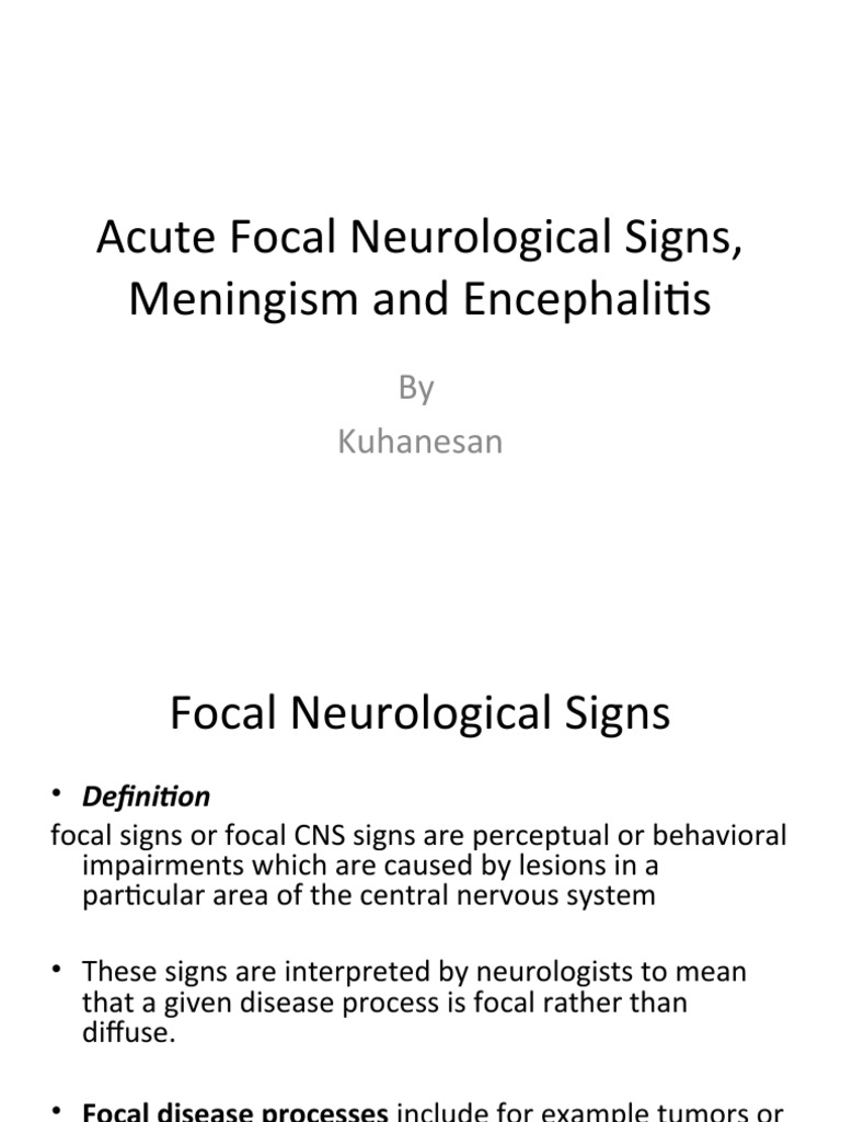 Acute Focal Neurological Signs | PDF | Clinical Medicine | Nervous System