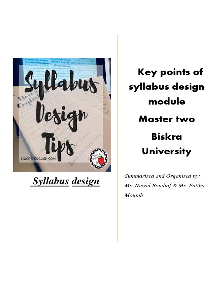 Syllabus Design for English Language Course: Key Considerations and ...