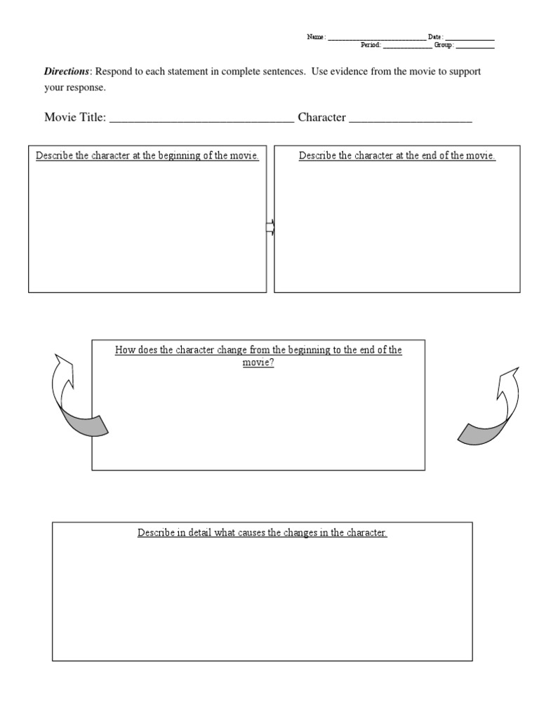 Movie Character Analysis Worksheet PDF Psychology Cognitive Science