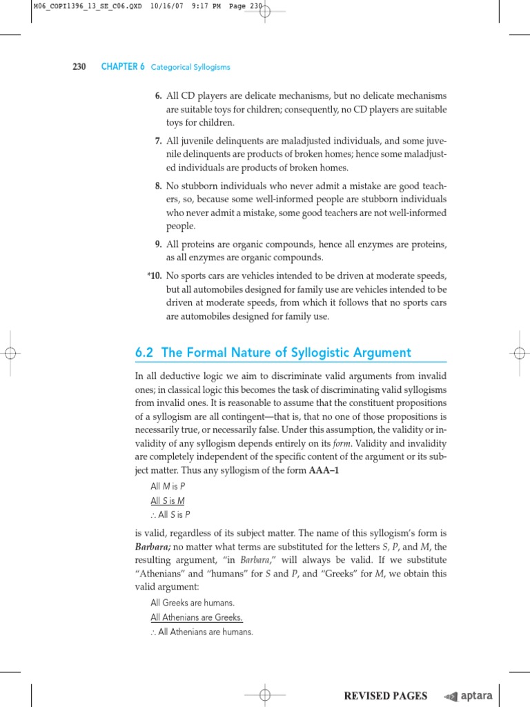 6 2 The Formal Nature Of Syllogistic Argument CHAPTER 6 Categorical