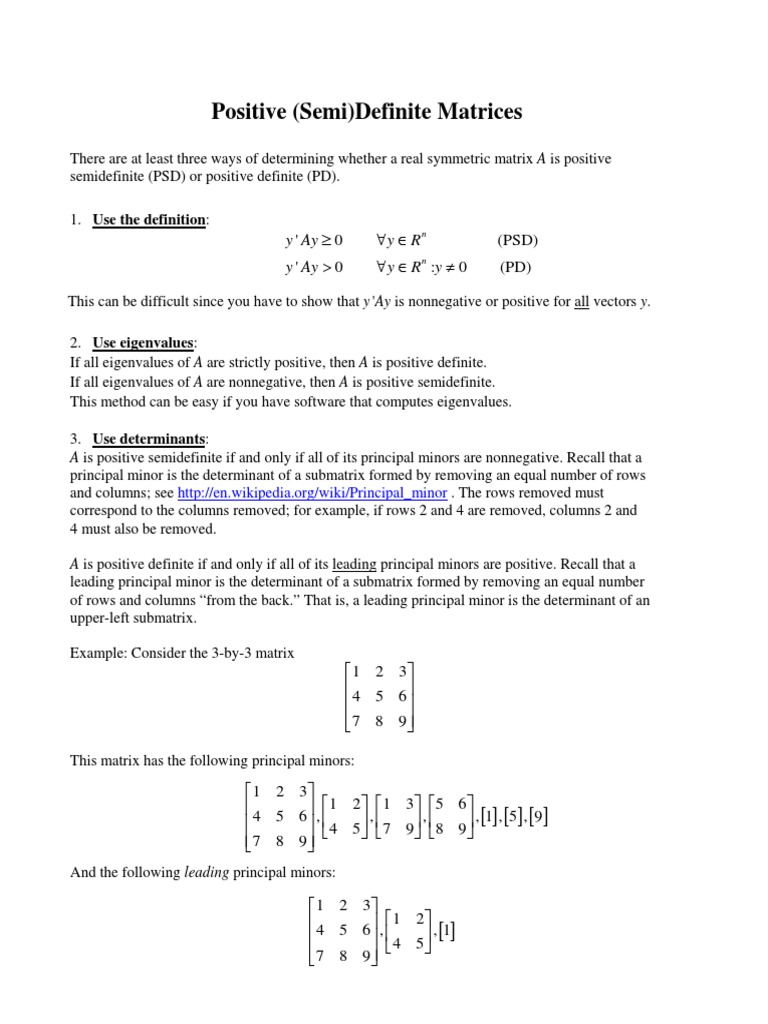 PSD Matrices | PDF | Determinant | Matrix (Mathematics)