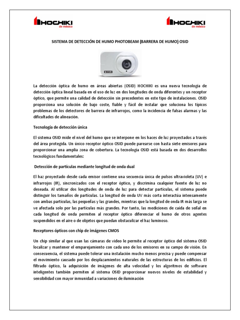 Presentación Sistema de Detección de Humo Photobeam Osid Hochiki | PDF ...