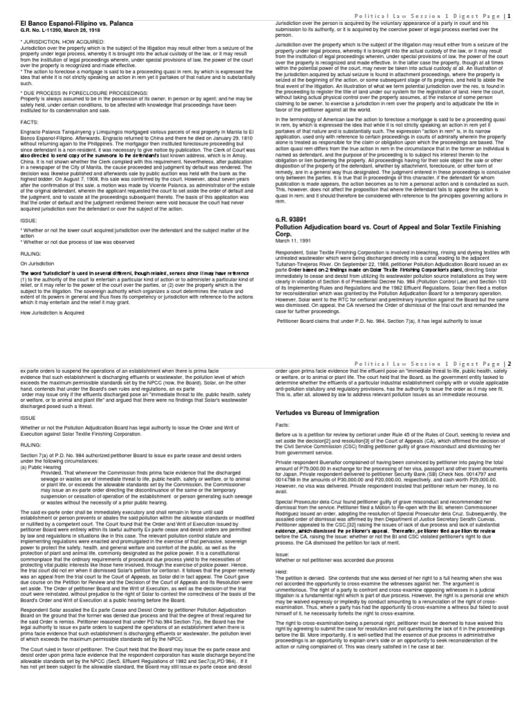 Consti II Session 1 - DIGEST | PDF | Due Process Clause | Judgment (Law)