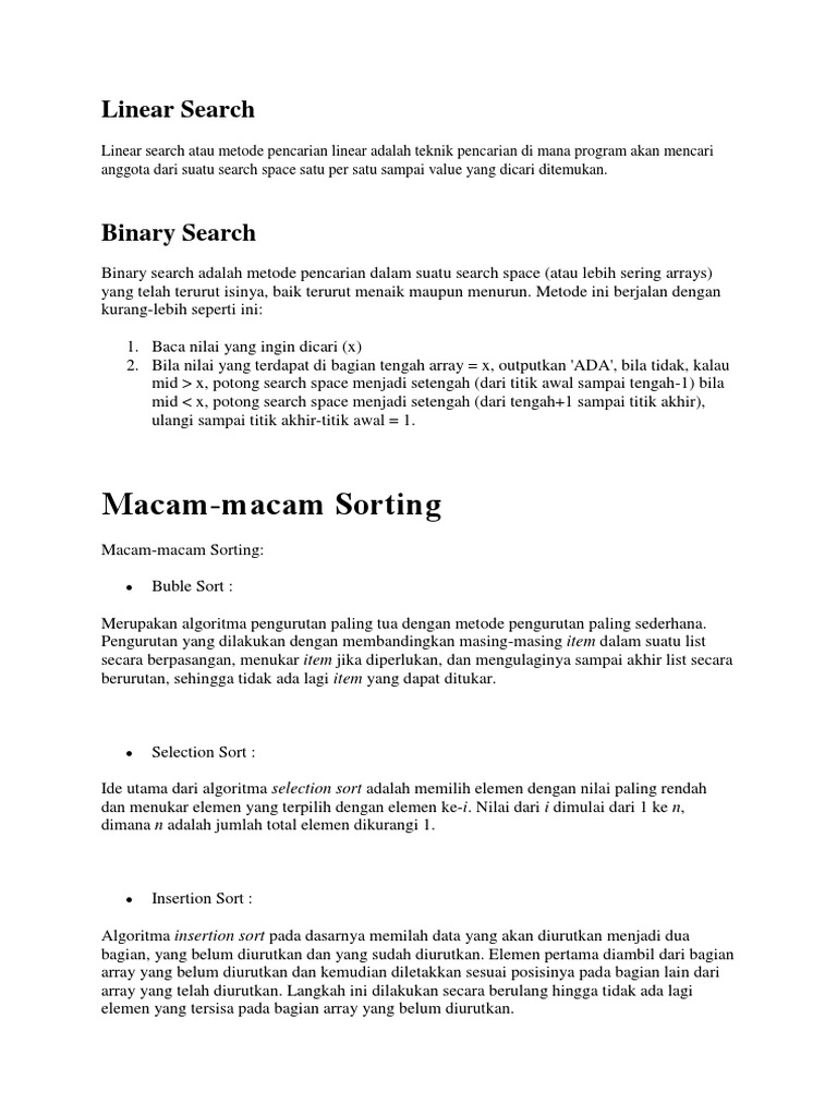 Algoritma Sorting Dan Searching | PDF | Metode & Bahan Ajar