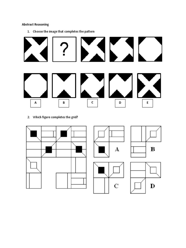 Choose The Image That Completes The Pattern: Abstract Reasoning | PDF