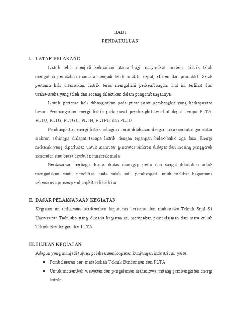 Laporan Perjalanan Plta Poso | PDF