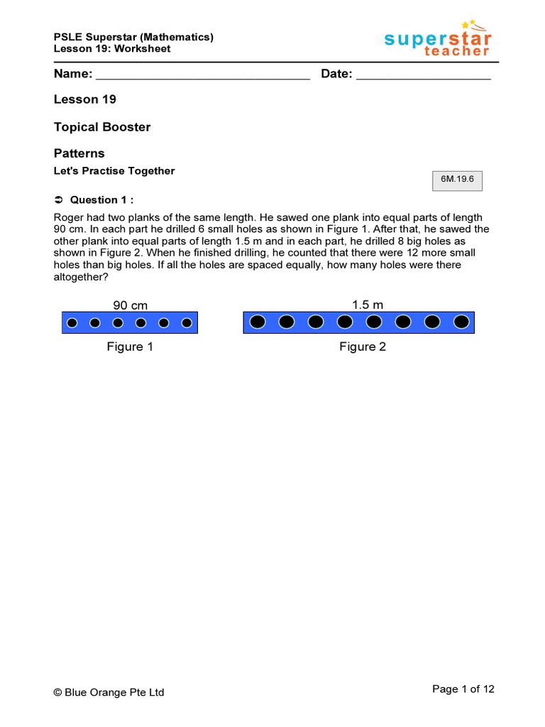 PSLE Superstar - Math - Lesson 19 Worksheet | PDF | Teaching ...