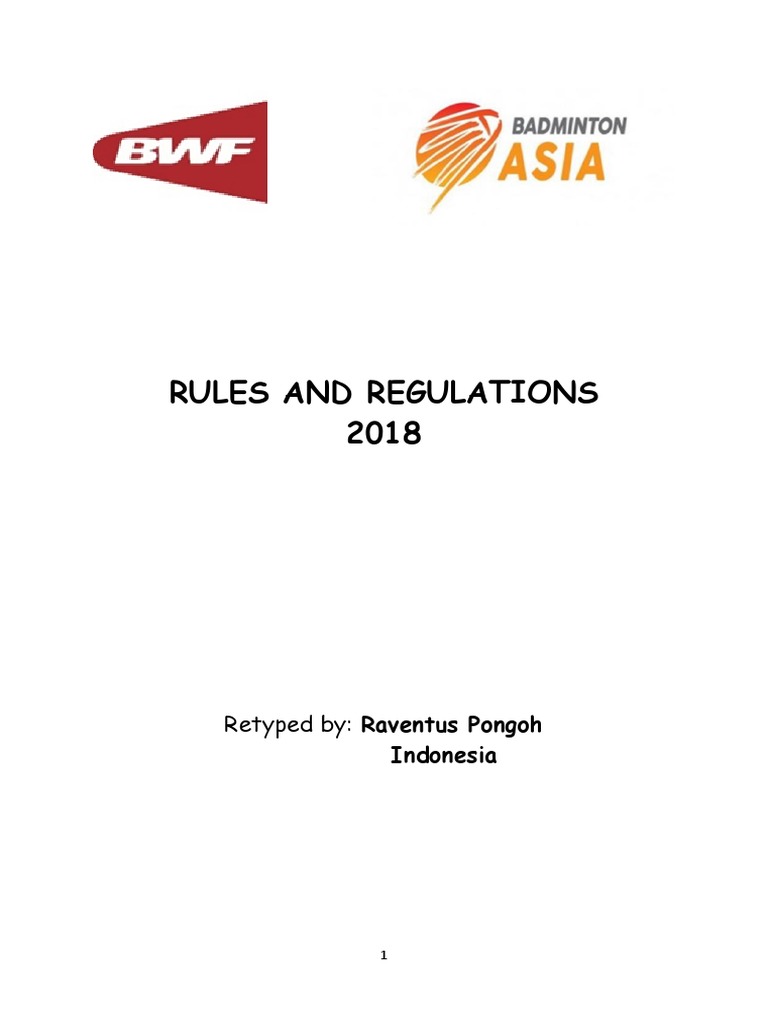 BWF Rules and Regulations (February 2018) - 1 | PDF | Referee | Sports