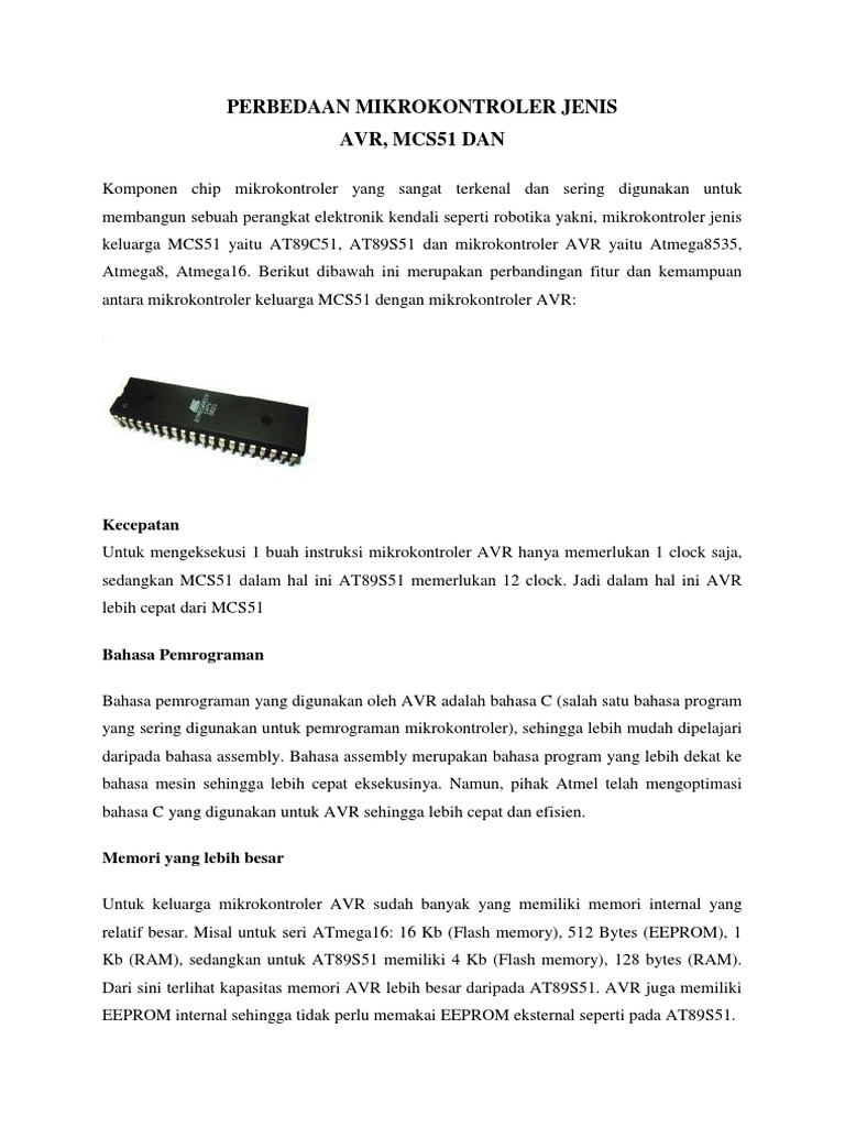 Perbedaan Jenis-Jenis Mikrokontroller | PDF