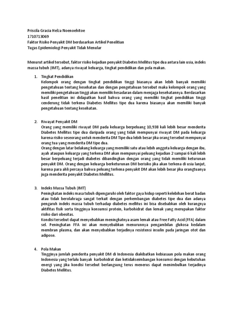 Faktor Risiko Penyakit Diabetes Mellitus | PDF