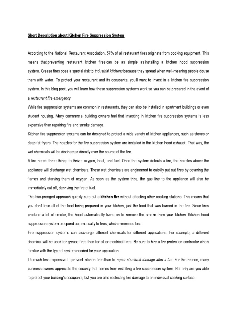 Description of KFSS | PDF | Fires | Kitchen