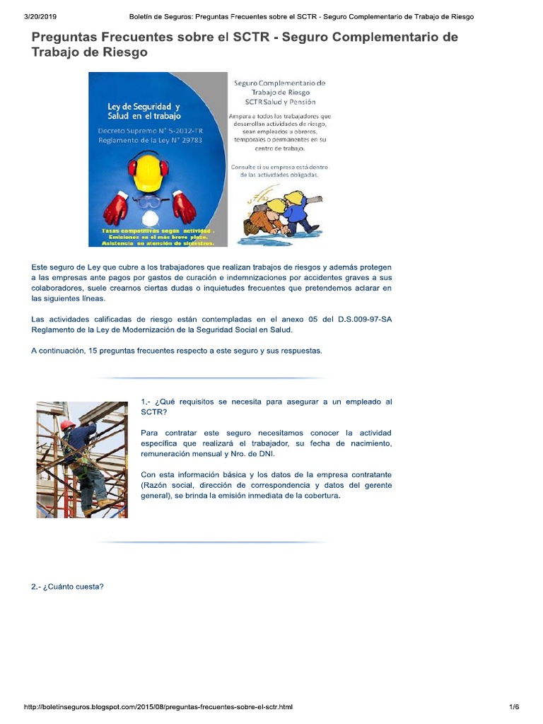 Pregunta Frecuentes Sobre El SCTR en Perú | PDF