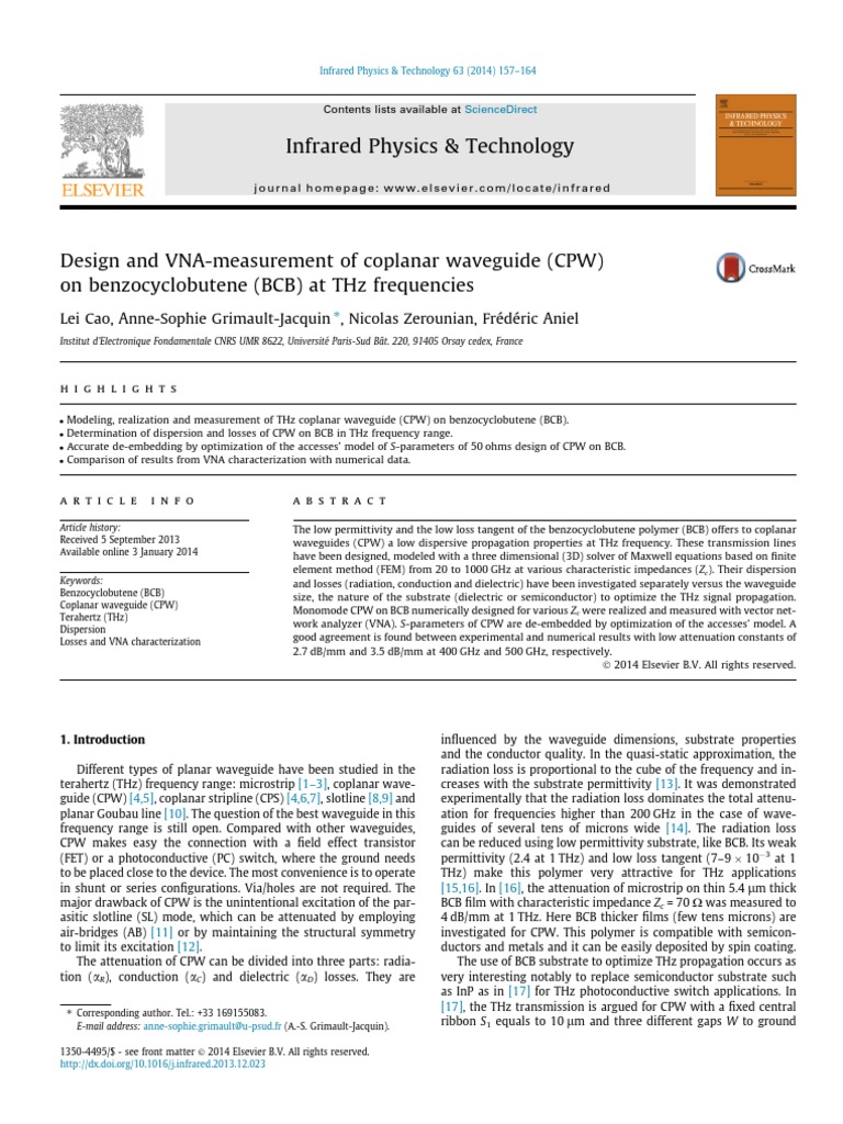 Design and VNA Measurement of Coplanar Waveguide CPW | PDF | Terahertz ...